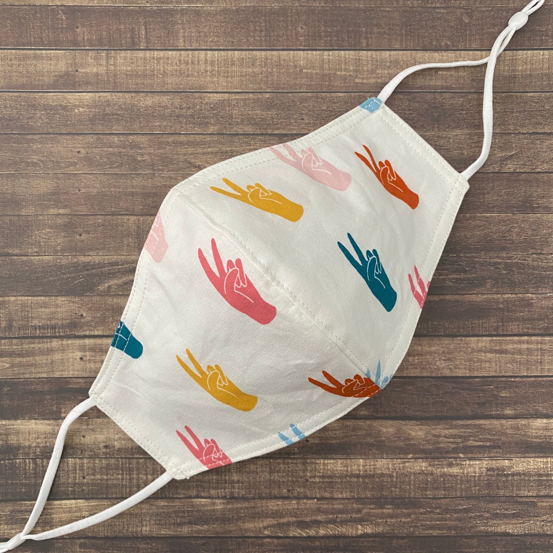 Peace Sign Cotton Face Mask (reversible and Adjustable Straps) - Etsy