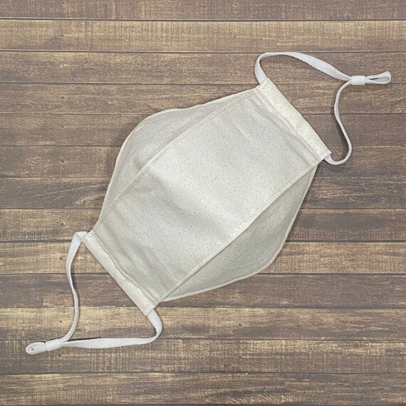 Glittery White Print Cotton 3-D Mask - Etsy