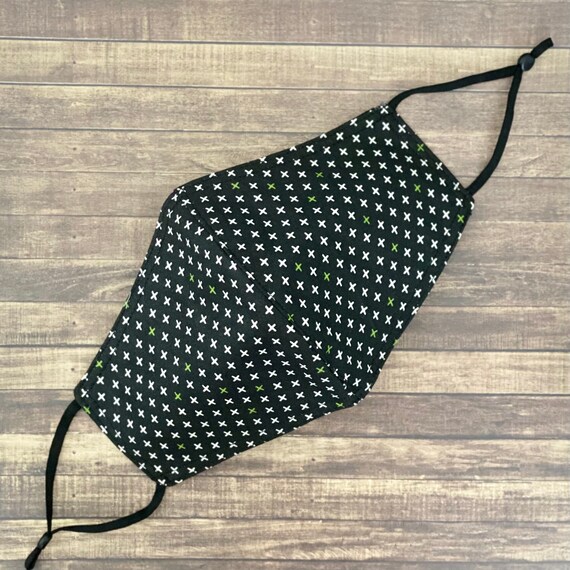 Black and Green Mini Cross Pattern Cotton Face Mask - Etsy