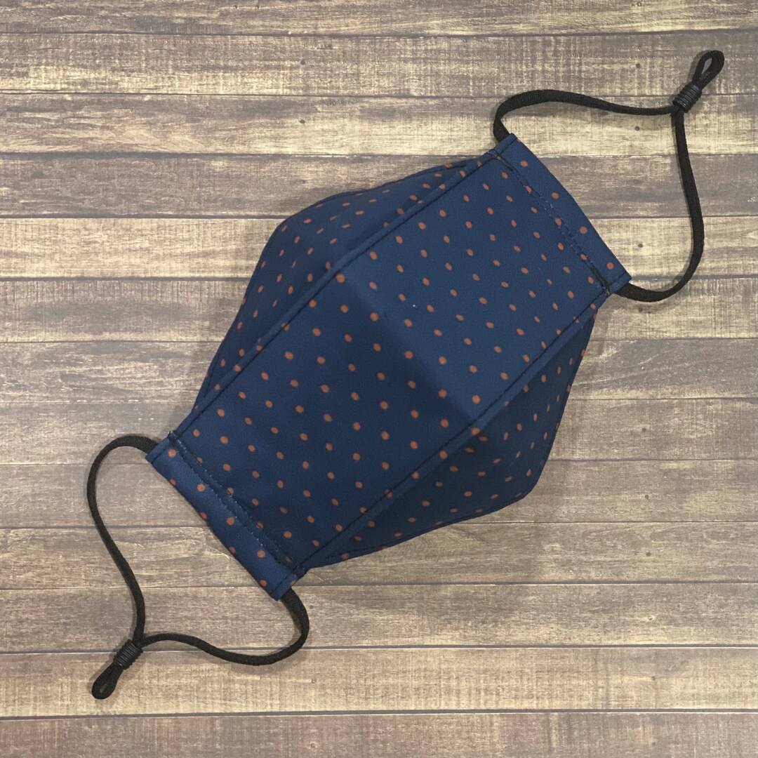 Navy Red Polka Dot Print Cotton 3-D Mask - Etsy