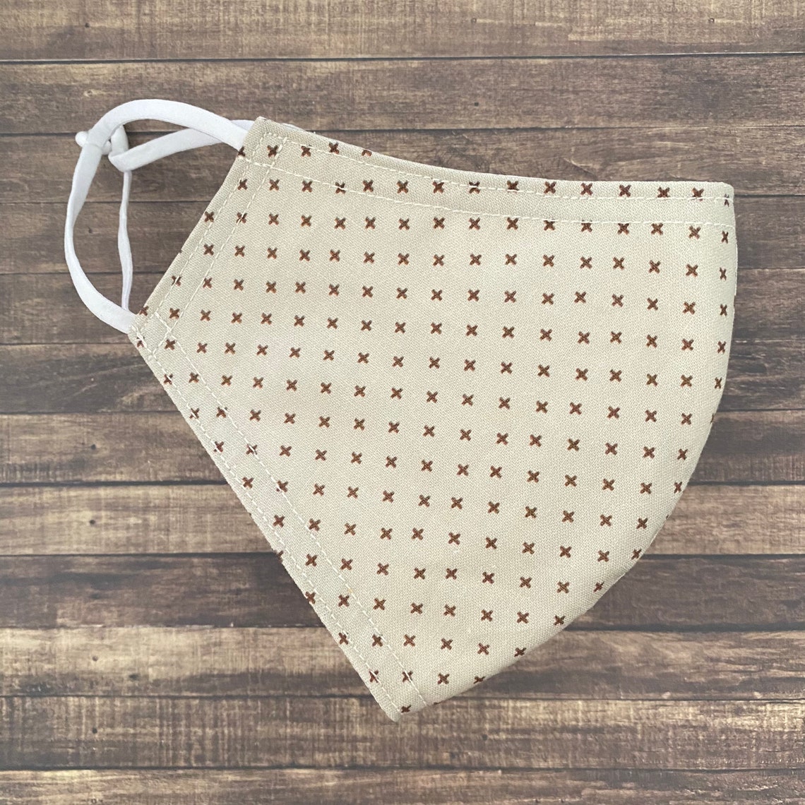 Cappuccino Beige Mini Cross Pattern Cotton Face Mask - Etsy