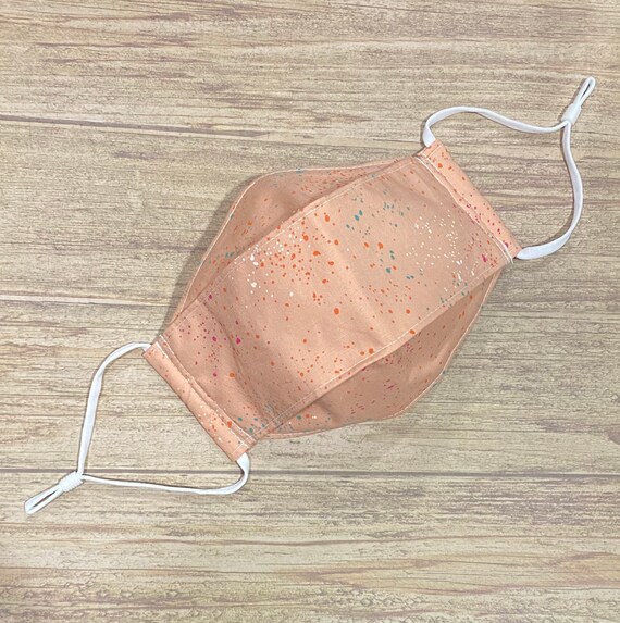 Peach Paint Splatter Pattern Print Cotton 3-D Face Mask | Etsy