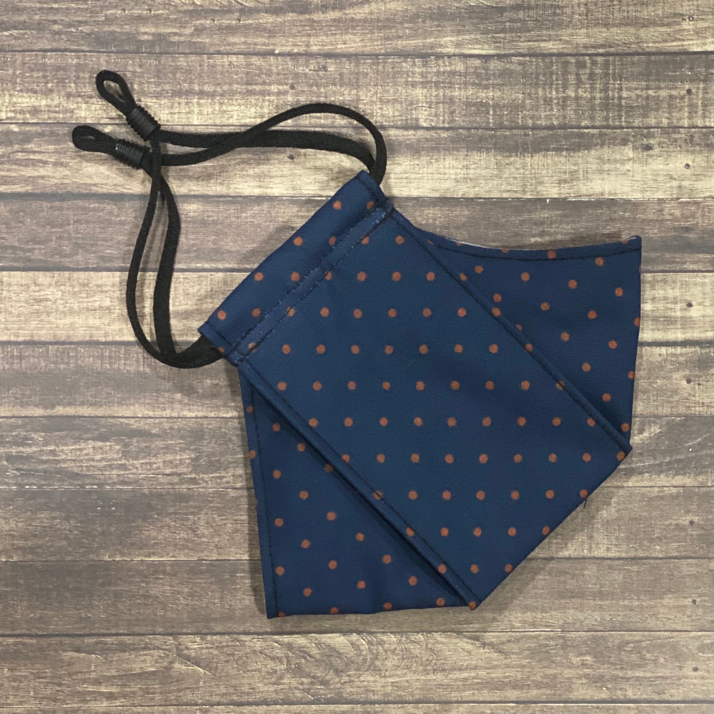 Navy Red Polka Dot Print Cotton 3-D Mask - Etsy
