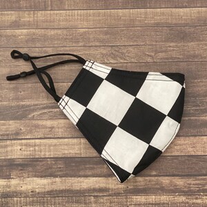 Black and White Checkered Cotton Face Mask (reversible) - Etsy