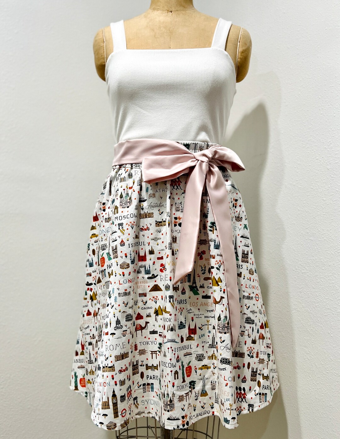 Rifle Paper World Traveler in White Print Cotton Skirt With Side ...