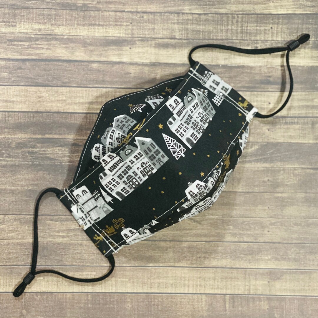 Winter Fun “winter Village” Print Cotton 3-D Face Mask - Etsy