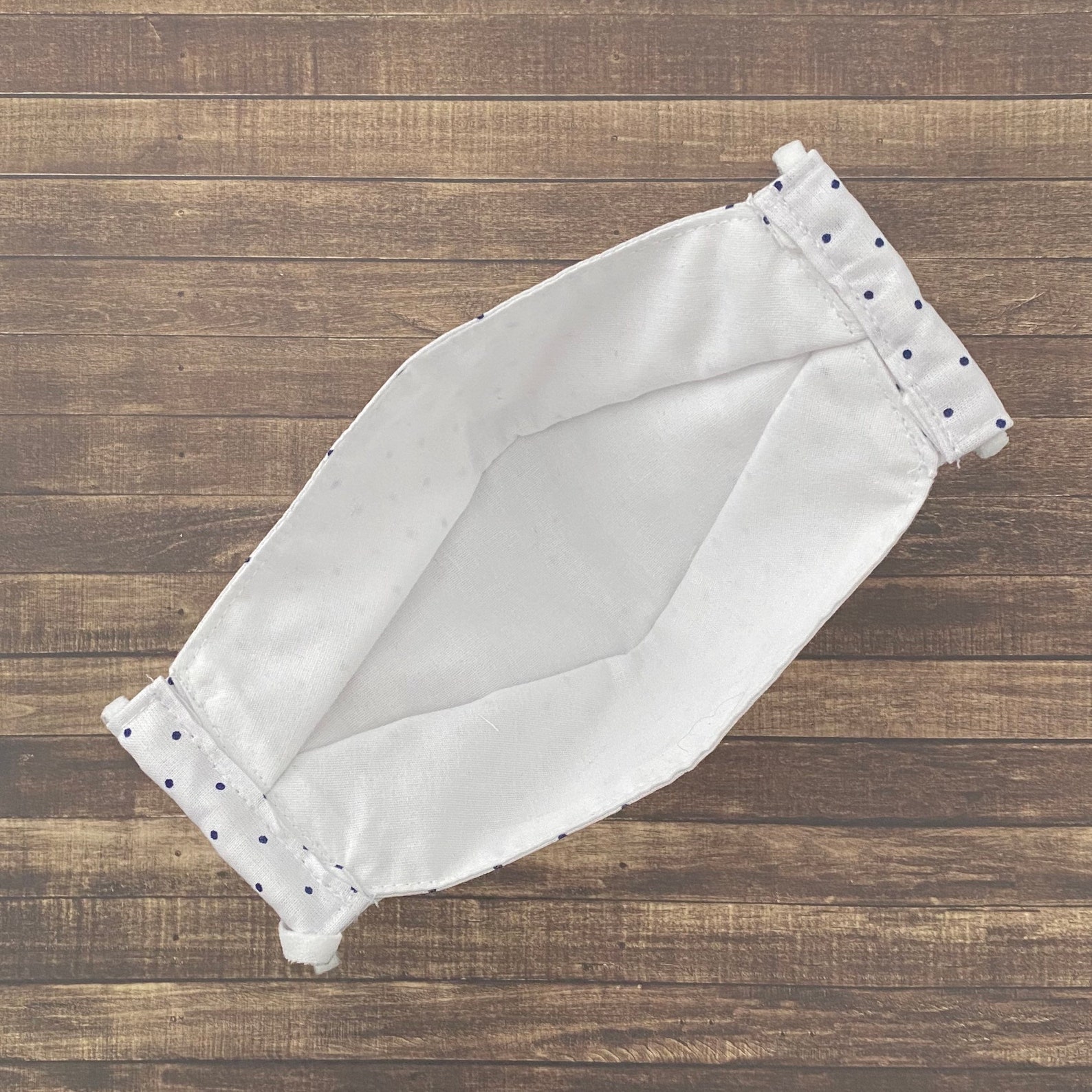 White Navy Polka Dot Print Cotton 3-D Mask - Etsy