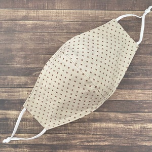 Cappuccino Beige Mini Cross Pattern Cotton Face Mask (reversible and ...