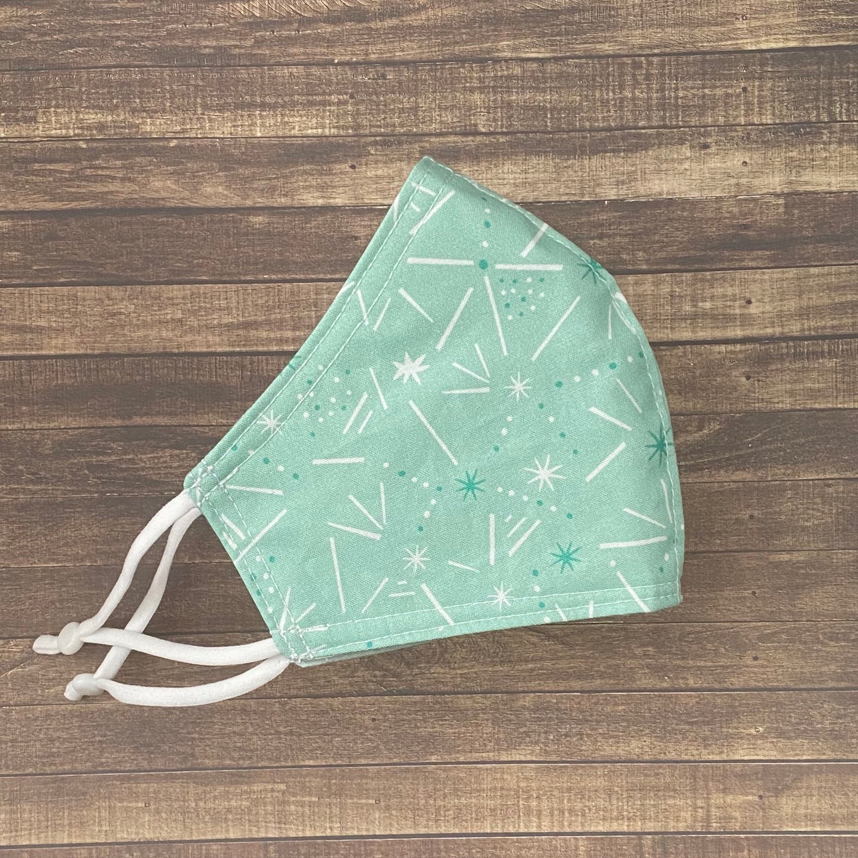 Mint Star Party Pattern Cotton Face Mask (reversible and Adjustable ...