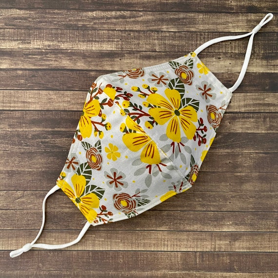 Yellow Floral/mini Yellow Floral Pattern Cotton Face Mask | Etsy