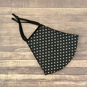 Black and Green Mini Cross Pattern Cotton Face Mask (reversible and ...