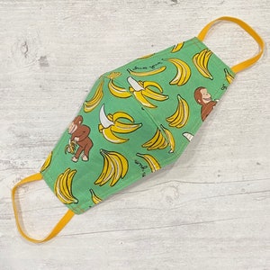 Bananas George Green Cotton Face Mask reversible - Etsy