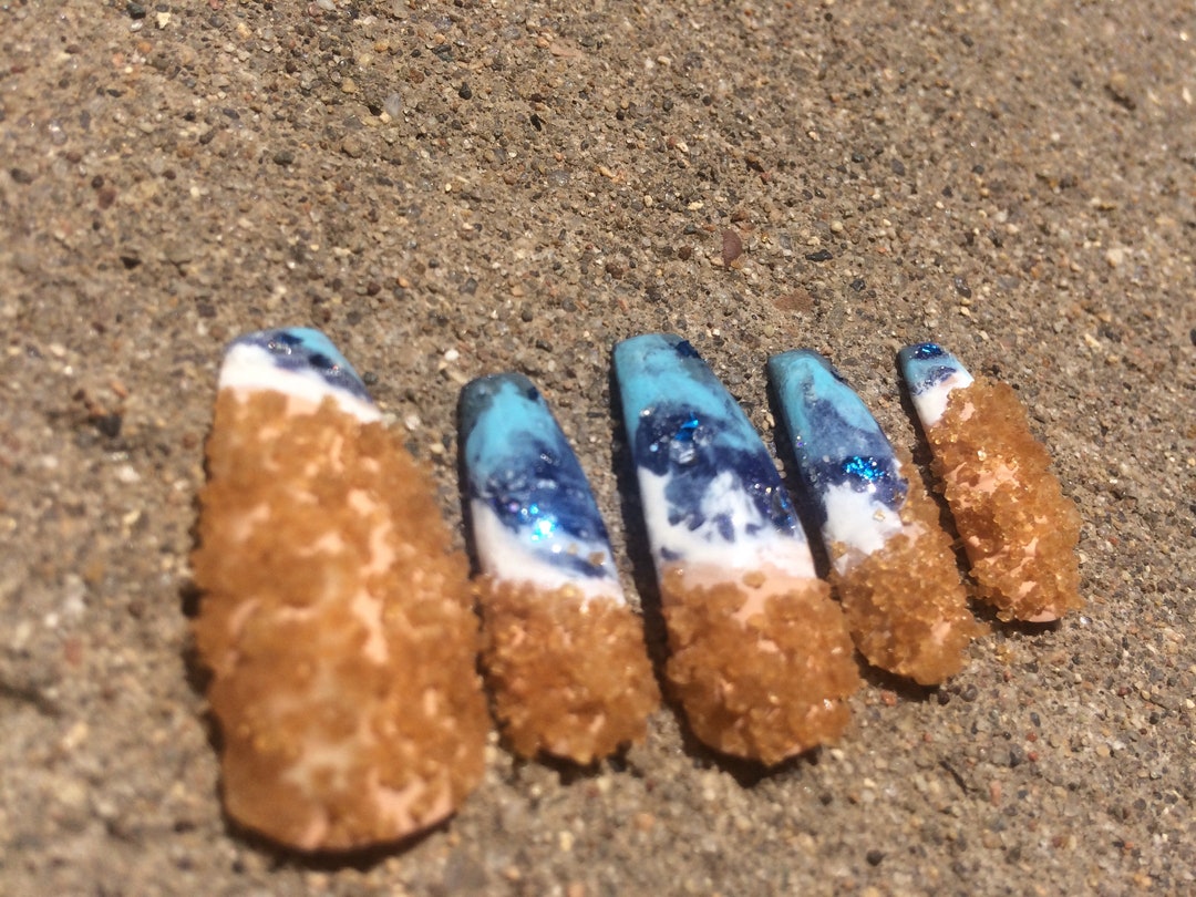 Sandy Beaches Beach Nails Summer Nails Vacation Nails Press on Nails ...