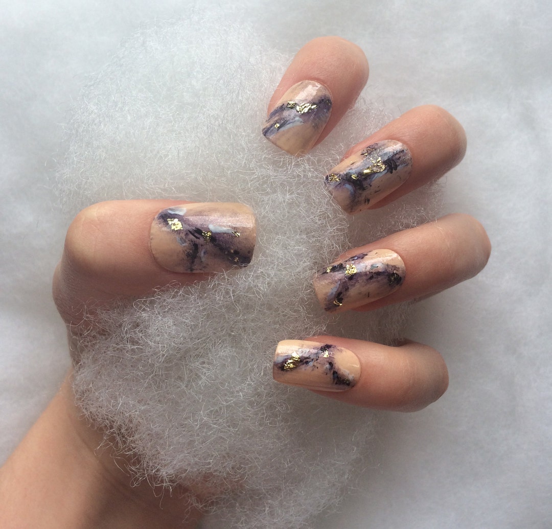 Blurred Lines Granite Nails Fake Nails Press on Nails Earth Granite ...