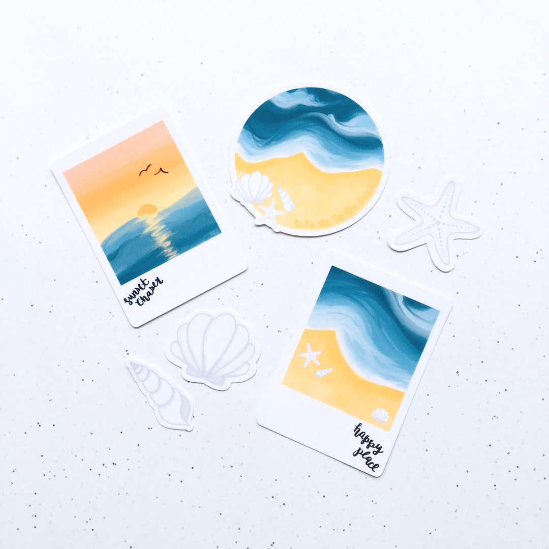 Beach Waterproof Stickers | Sunset Polaroid Picture | Take Me to the ...