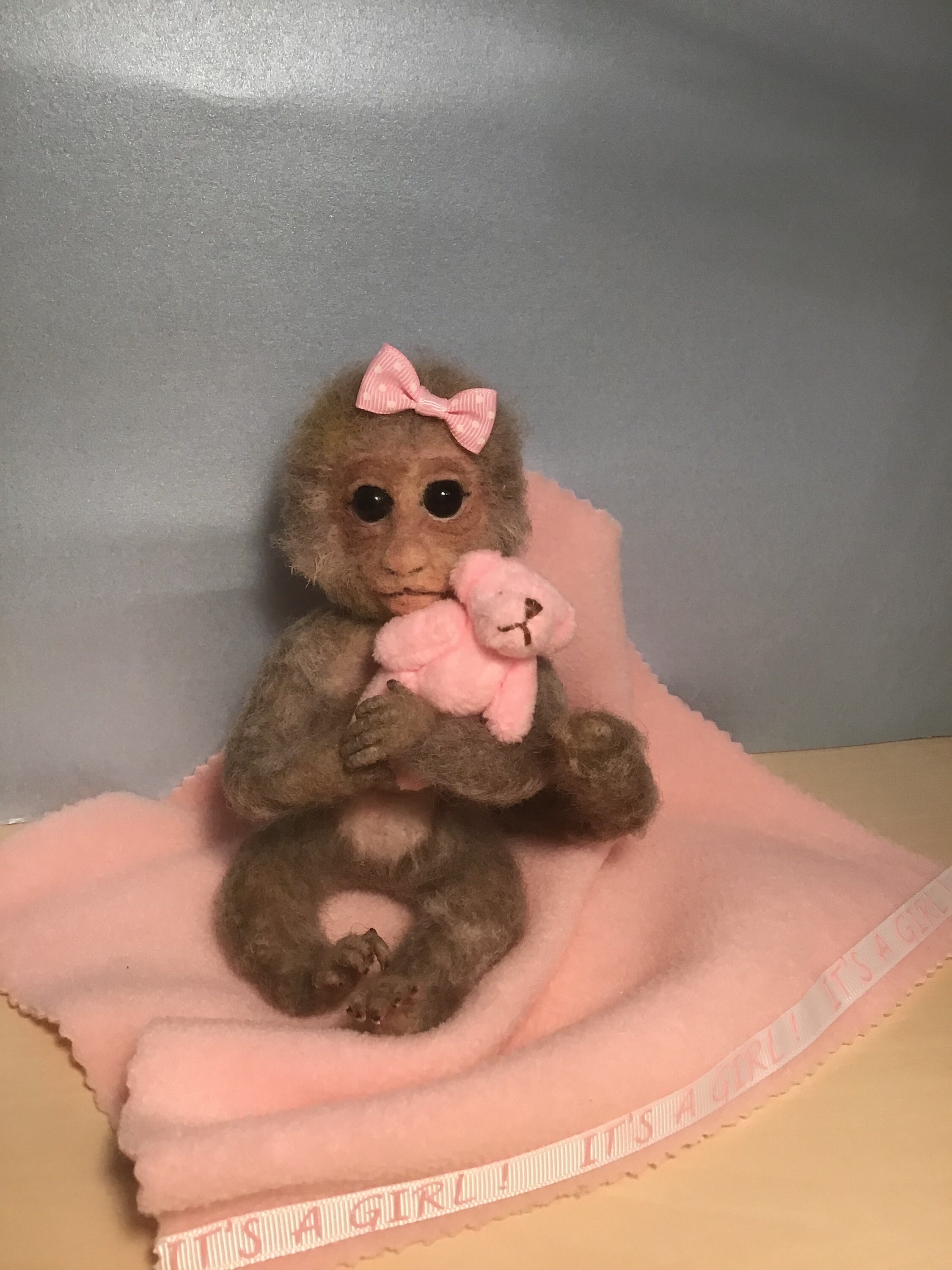 Needle Felted Baby Macaque Monkey Angelica - Etsy