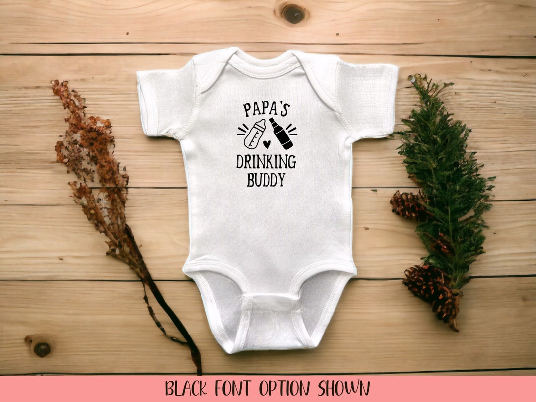 Papa's Drinking Buddy Customizable White Baby Bodysuit, Funny Beer ...