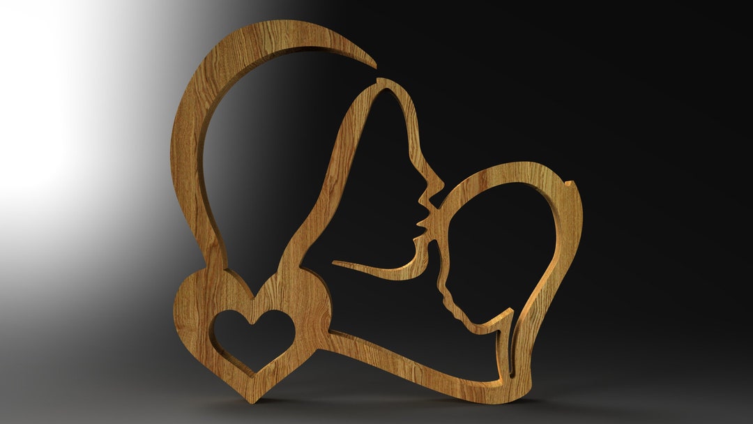 Gift Statue Mother's Day / Mom and Baby / CNC File / CNC Files for Wood ...