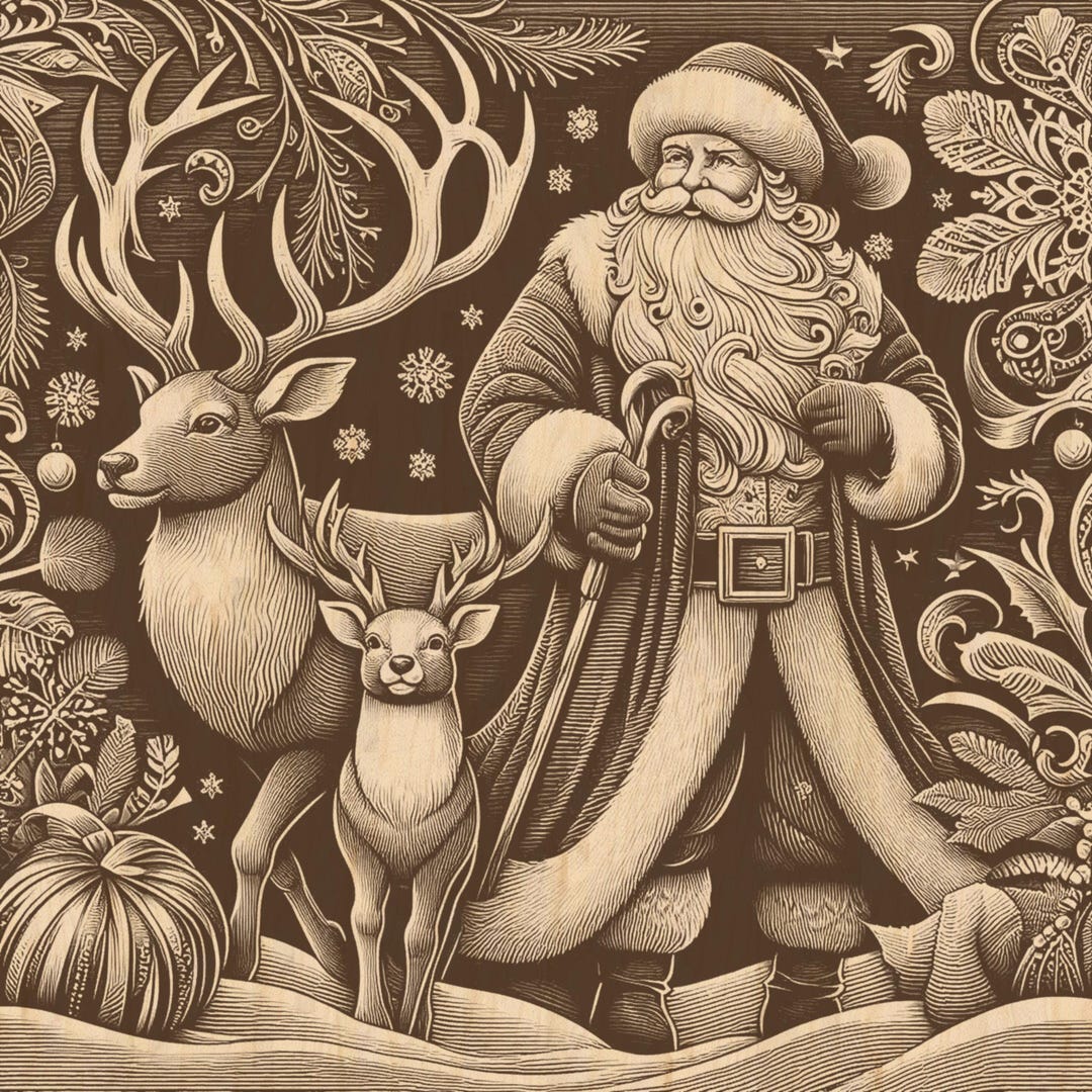 Laser Engrave Santa Claus, Christmas, Design Vector for Wood, Plywood ...