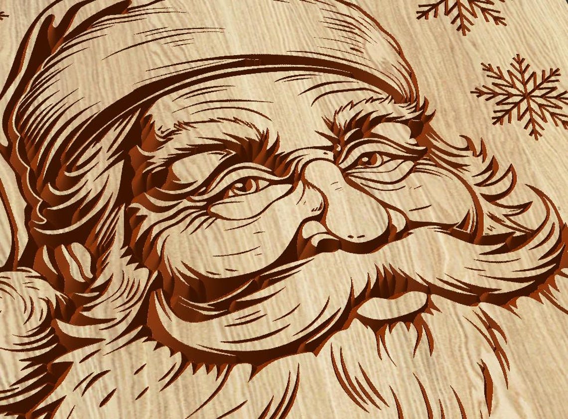 Santa Claus, CNC File, Merry Christmas Vector Graphics (ai, Dxf, Eps ...