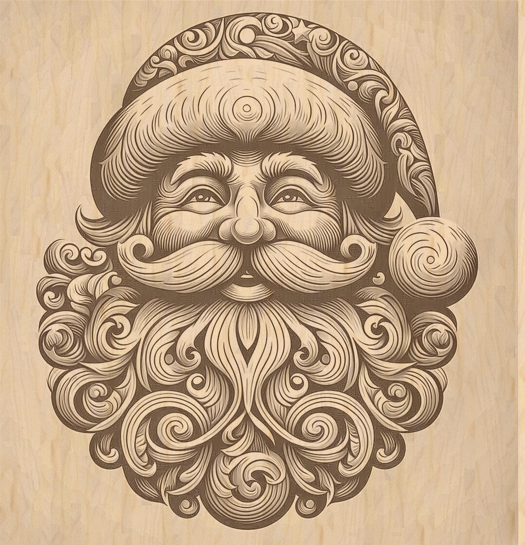 Laser Engrave, Santa Claus Design, Christmas Vector (PNG, SVG, Light ...