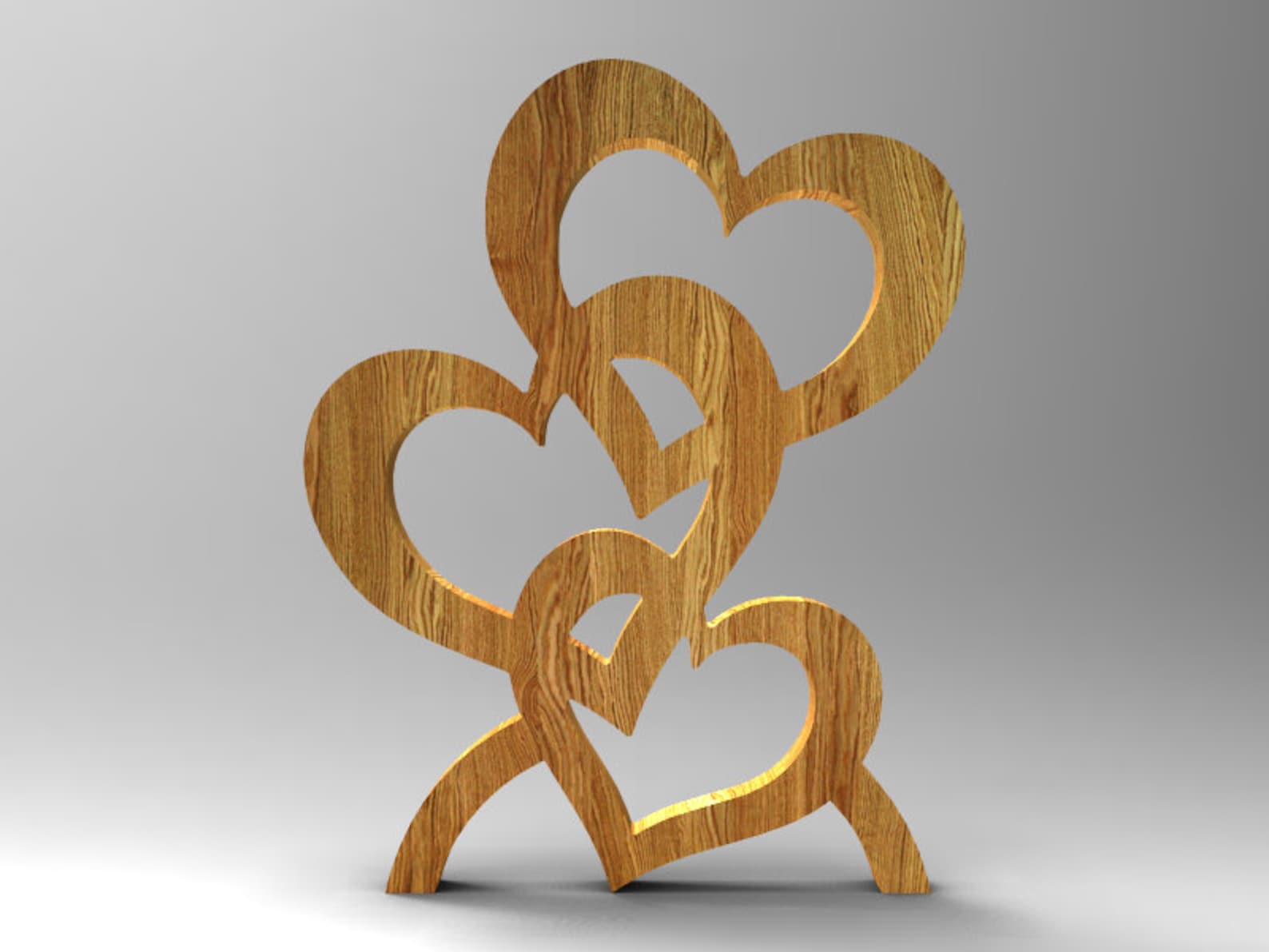 3 Hearts, Valentines CNC File, Wood Router 3D Model (stl, Ai, Dxf, Eps ...