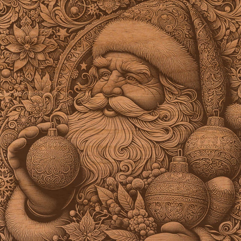 Laser Engraved, Santa Claus Design, Christmas Wood Cut File (PNG) - Etsy