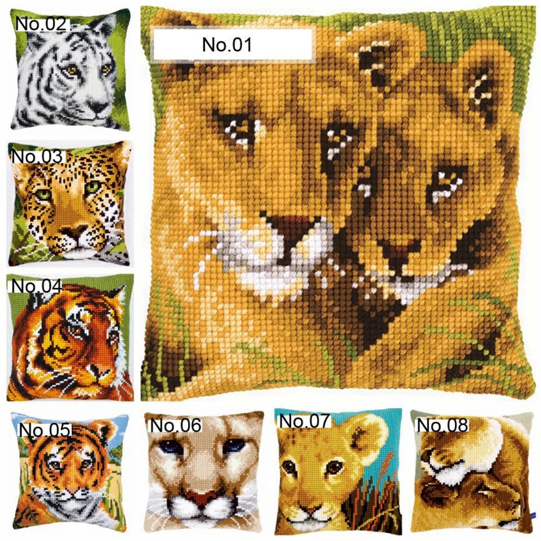 Latch Hook Kits Make Your Own Cushion Animal Lion Pre-printed - Etsy