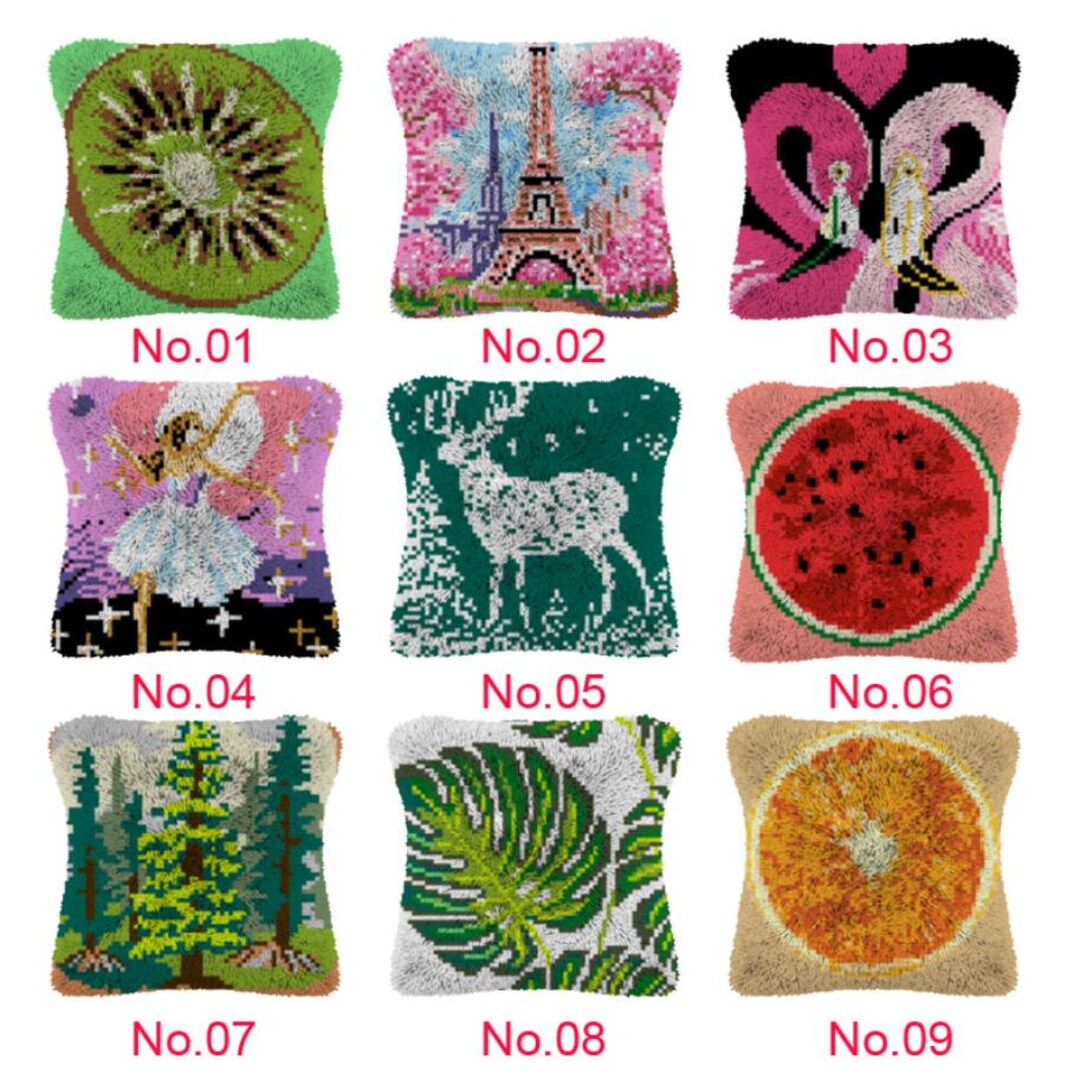 Latch Hook Kit Vibrant DIY Latch Hook Pillow Kit: Handmade Colorful ...