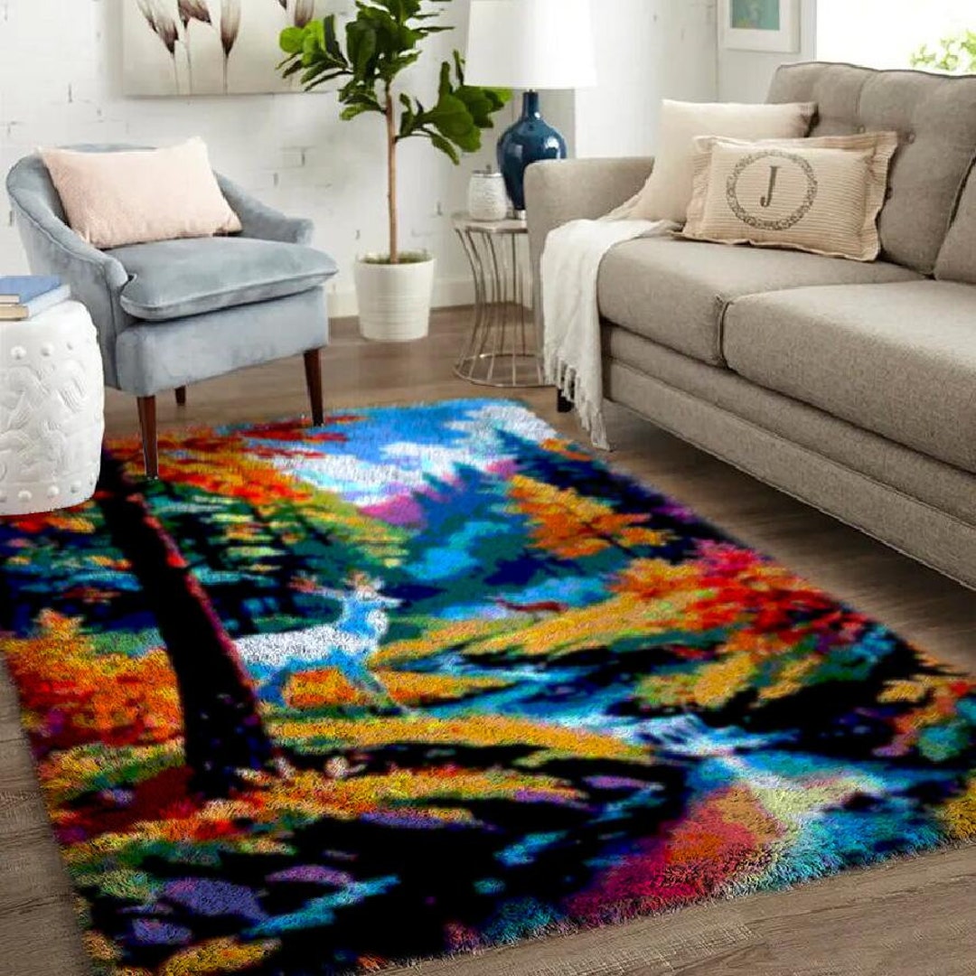 Handmade Latch Hook Kit and Rug: the Ultimate DIY Cushion and Rug Set ...