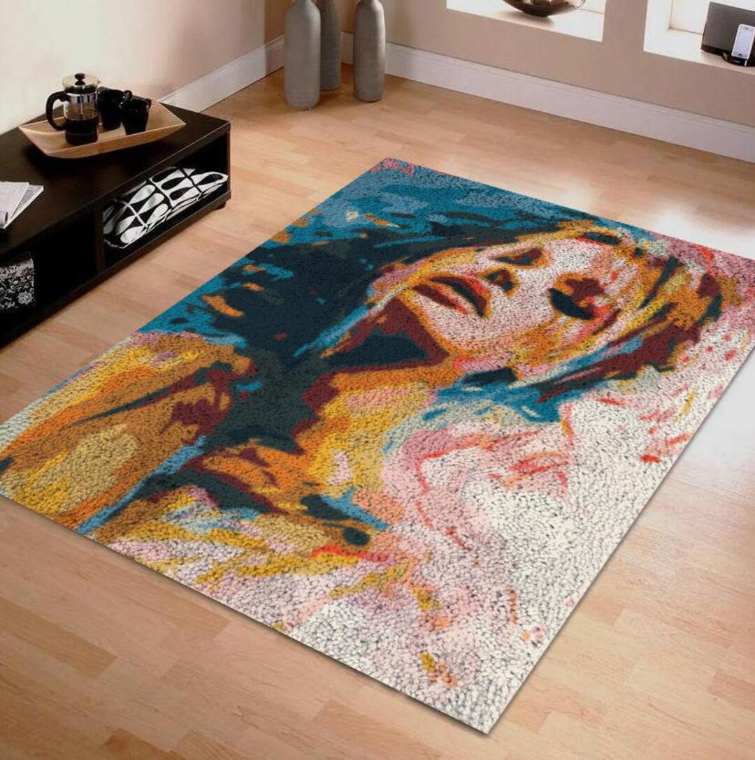 Latch Hook Rug Kit: Girl Portrait, DIY Chunky Yarn Carpet (33x24in) - Etsy