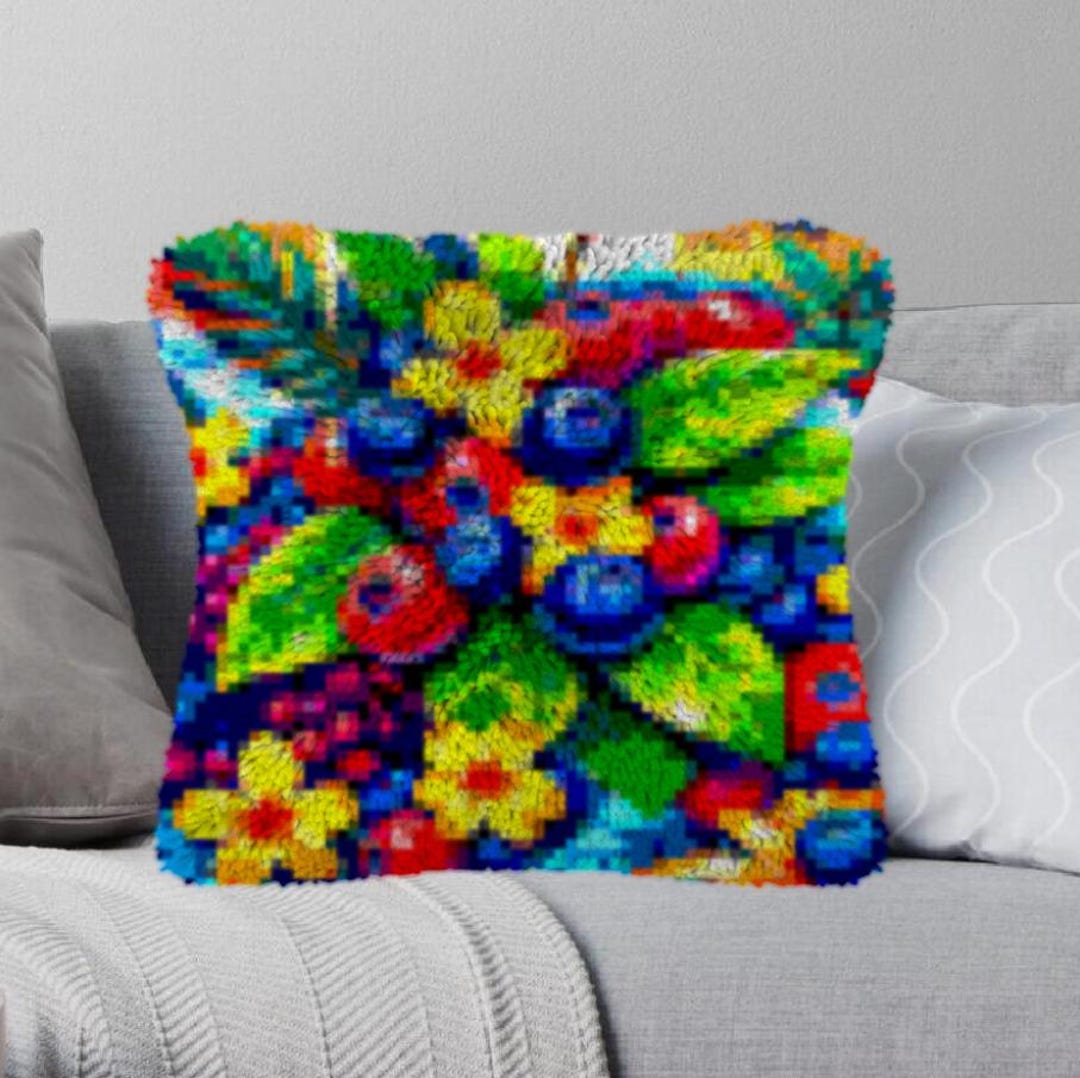 Fruit Latch Hook Kits Make Your Own Cushion Pre-printed Canvas Crochet ...