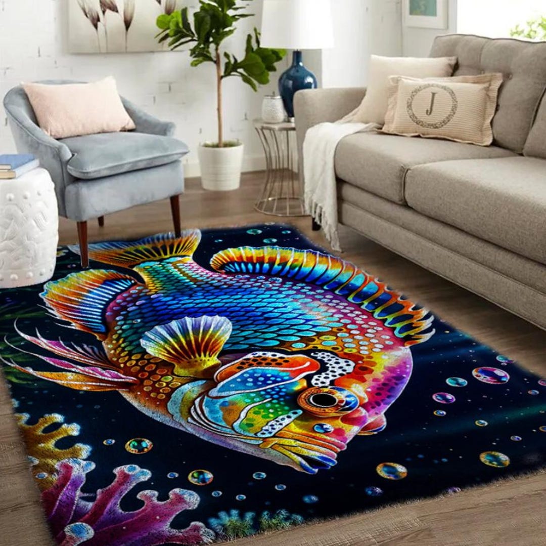Fish Latch Hook Rug Kit: Colorful Printed Canvas (33x24in) - Etsy