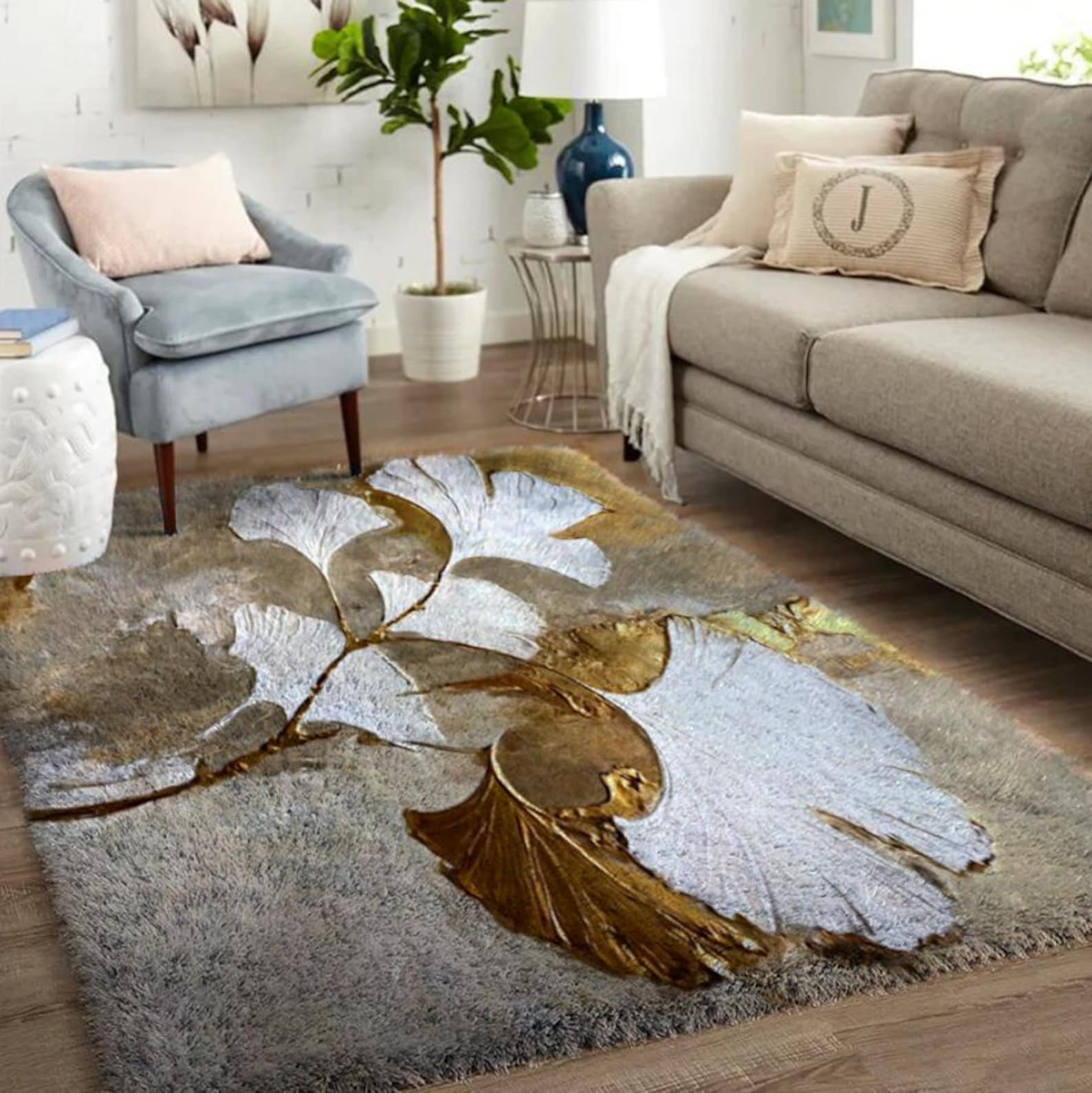 Leaves Latch Hook Rug Kit: Acrylic Yarn, Printed Canvas (33x24in) - Etsy