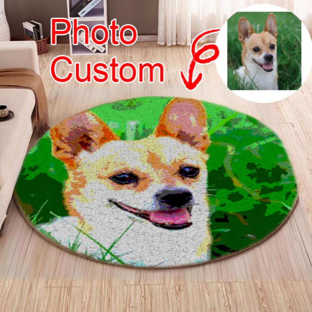 Custom Photo Latch Hook Rug: Personalized Wool Portrait Gift (33x24in ...