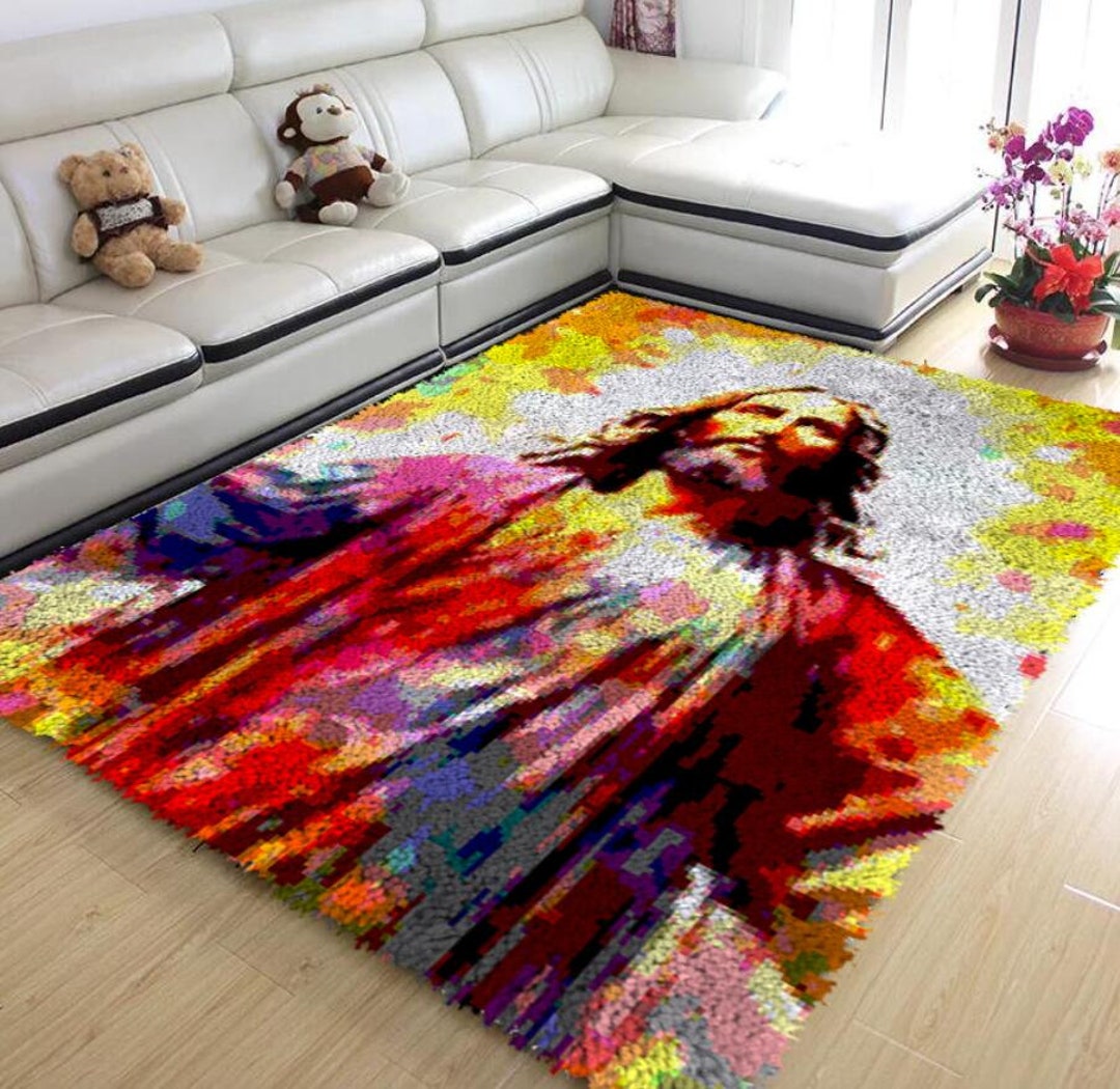 Jesus Latch Hook Rug: Acrylic Yarn DIY Kit (33x24 In) - Etsy