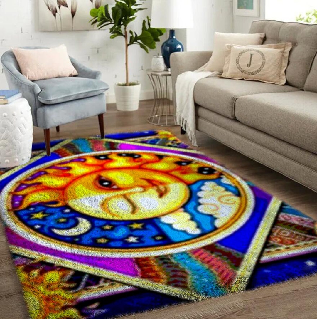 Sun Latch Hook Rug - Vibrant Botanical Pattern, DIY Decor, Unique Gift ...