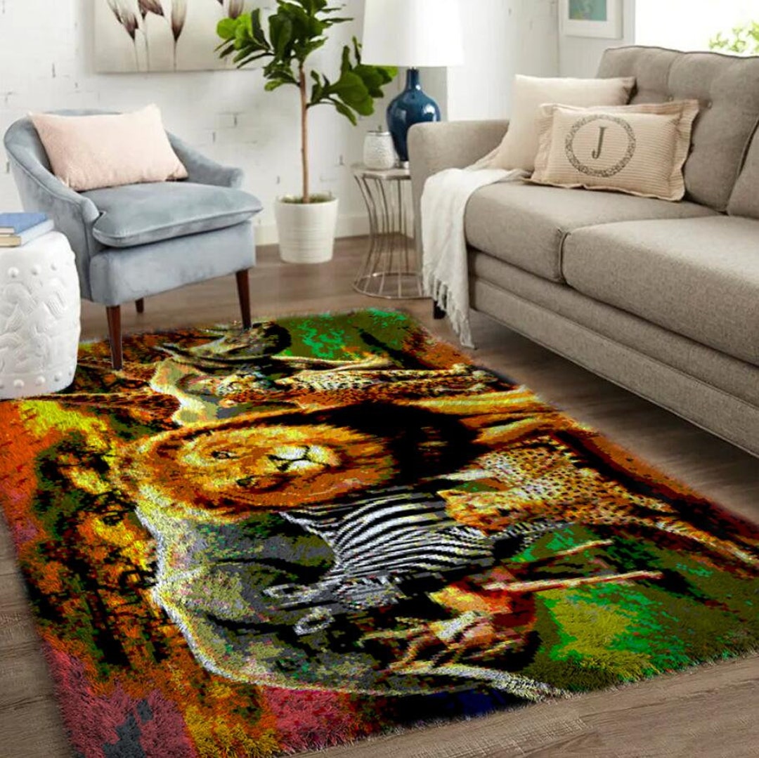 Latch Hook Rug Animal Kits, DIY Carpet Rug Chunky Yarn Arts Cushion ...