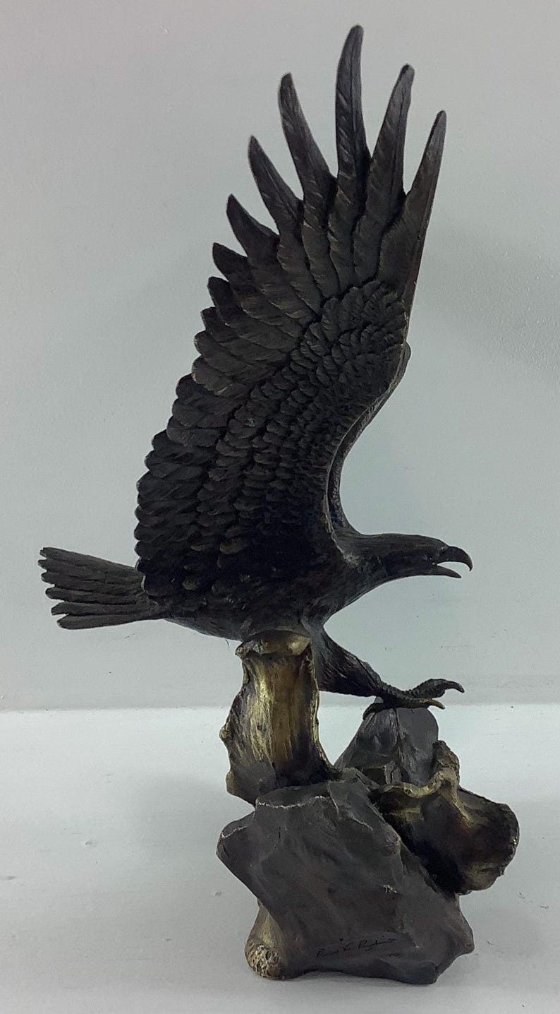 1990 Signed Ronald Van Ruyckevelt Solid Bronze Wings of Glory Sculpture ...