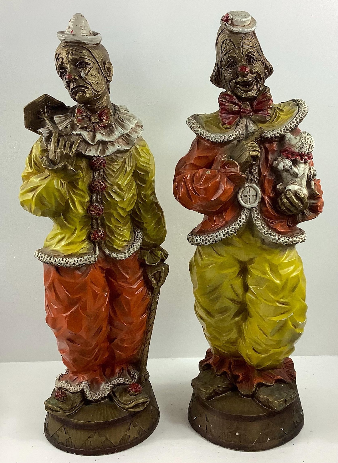 Vtg MCM 1966 Universal Statuary Corp Chicago Clown Figurine Statues Set ...