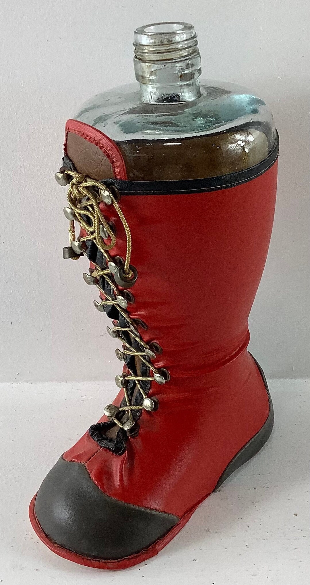 Vintage Red Boot Liquor Decanter Wine Bottle Empty Glass Bottle - Etsy