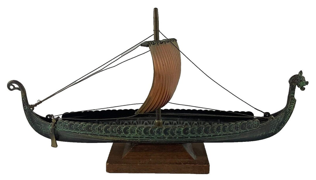 Vintage Edward EDW Aagaard Denmark Metal Viking Longship Bronze? Copper ...