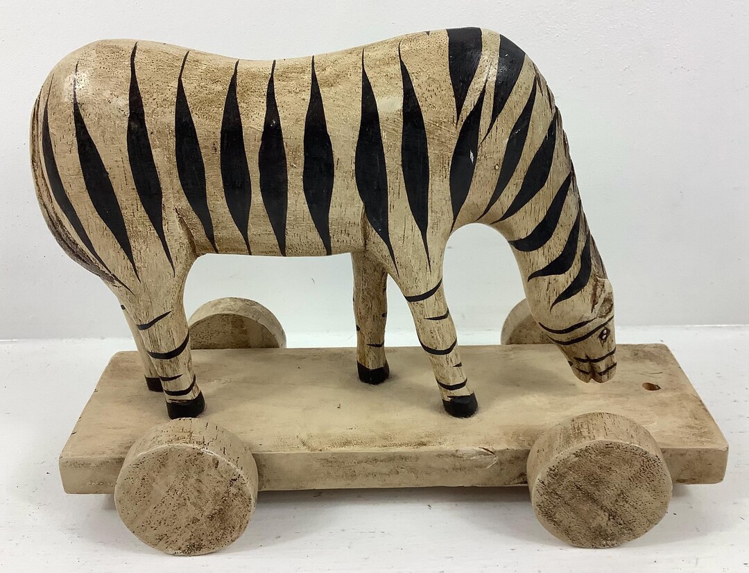 Wooden Zebra Children's Pull Toy Safari Home Accent Home Decor Piece - Etsy