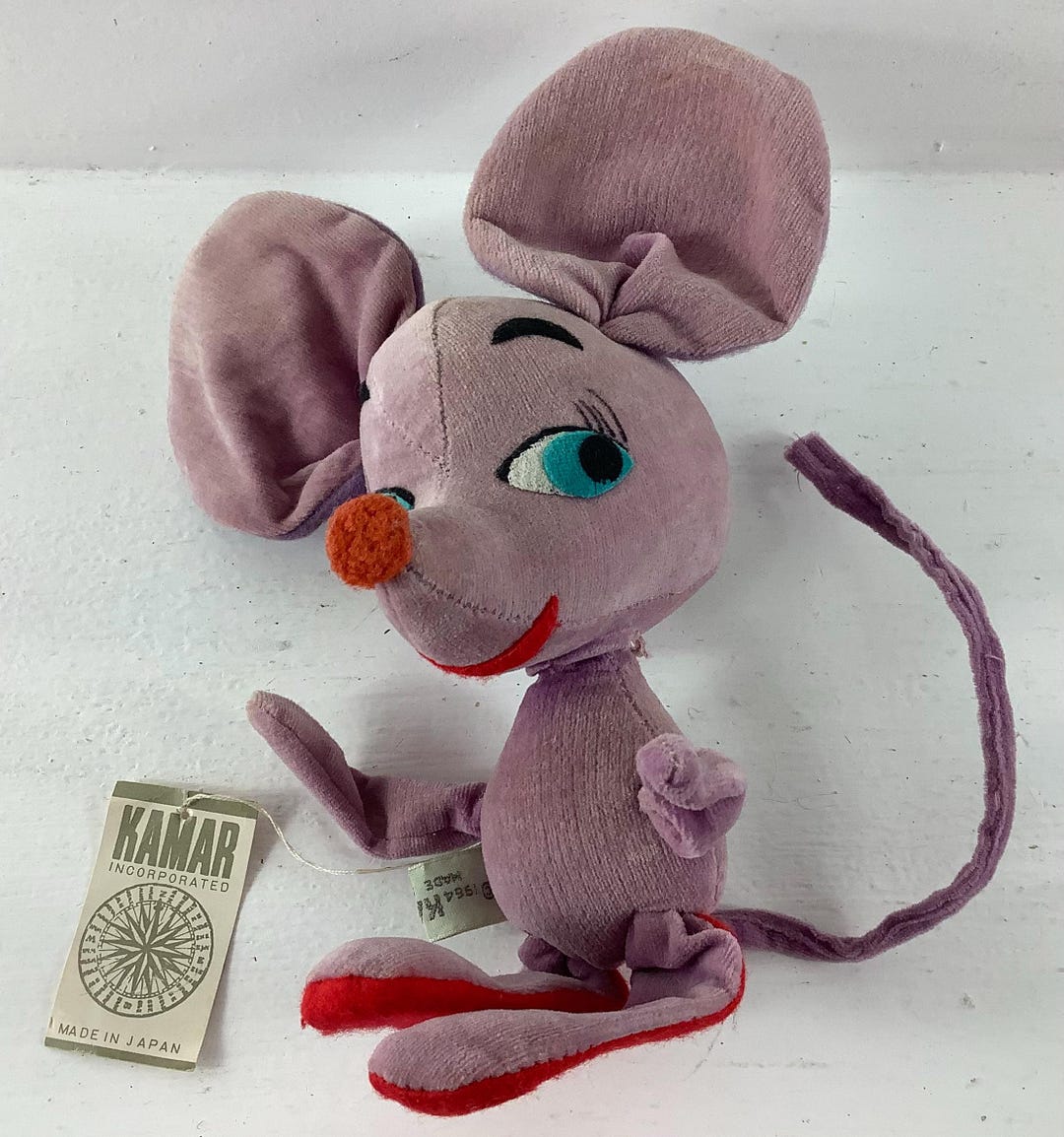 Vtg 1964 Kamar Japan #2341 Nikky Purple Mouse Rat Stuffed Animal 7.5" H ...