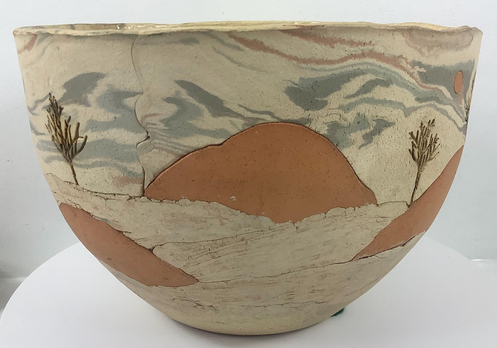 Vtg Handmade Southwestern Art Pottery Bowl Brigitte Haag 9.25" D X 6.25 ...