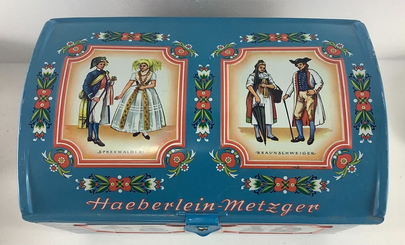 Vtg German Treasure Chest Shaped Haeberlein Metzger Biscuit Cookie ...