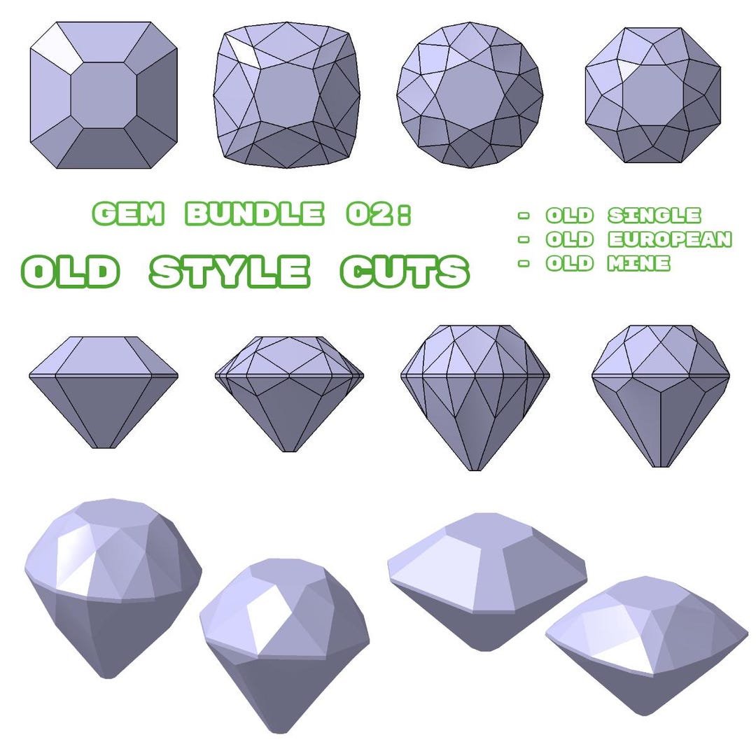 Gem Bundle 02: Old Style Cuts (STL 3D FILES) - Etsy