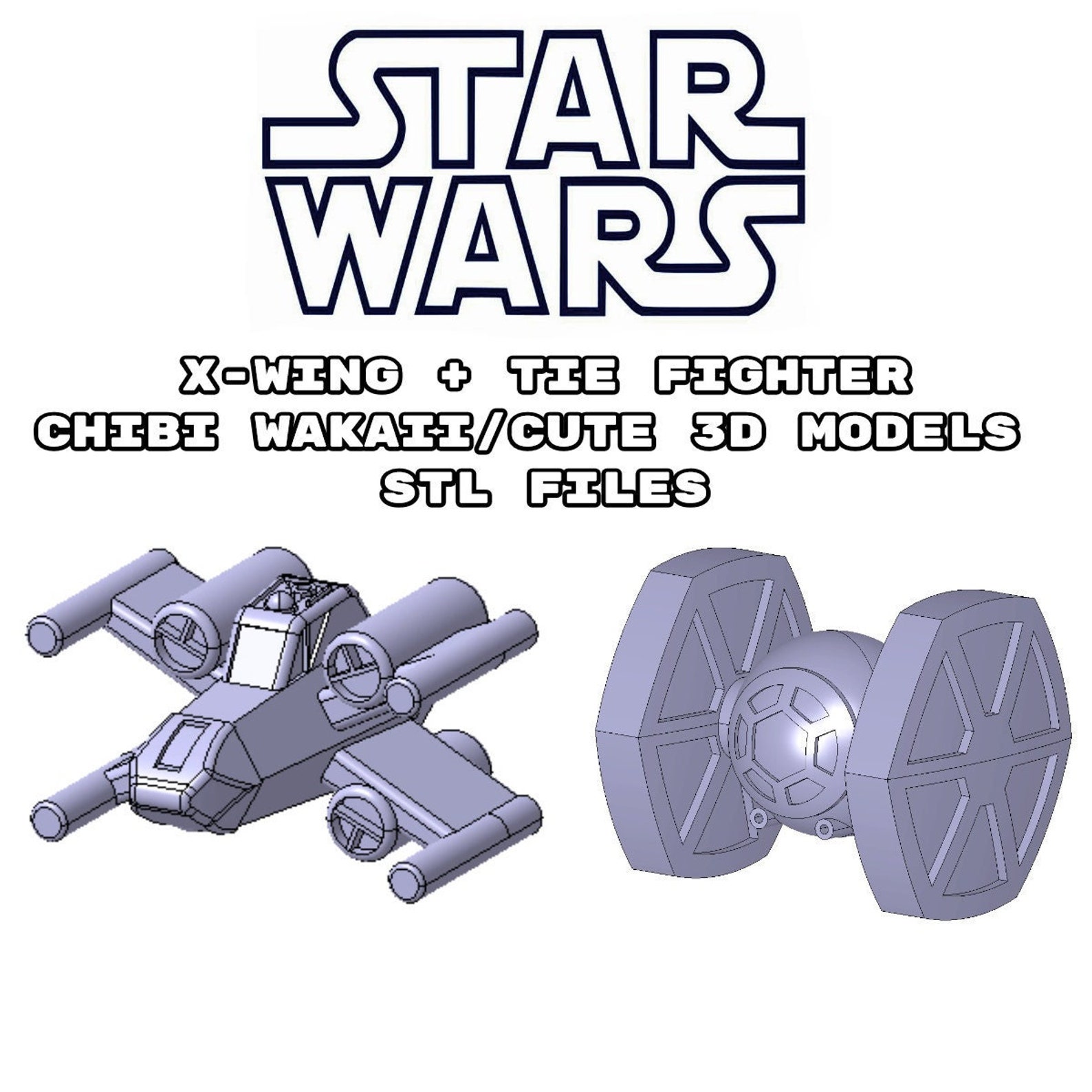X-wing Tie Fighter STL FILES Chibi Version - Etsy