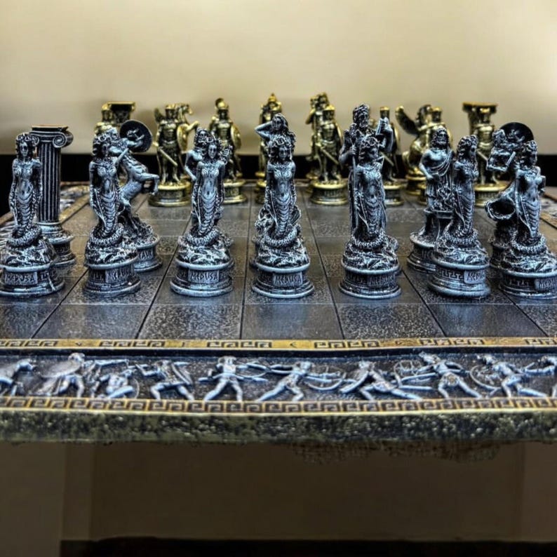 Collectible Mythological Art Olympian Battle Chess Set Mythic Pantheon ...