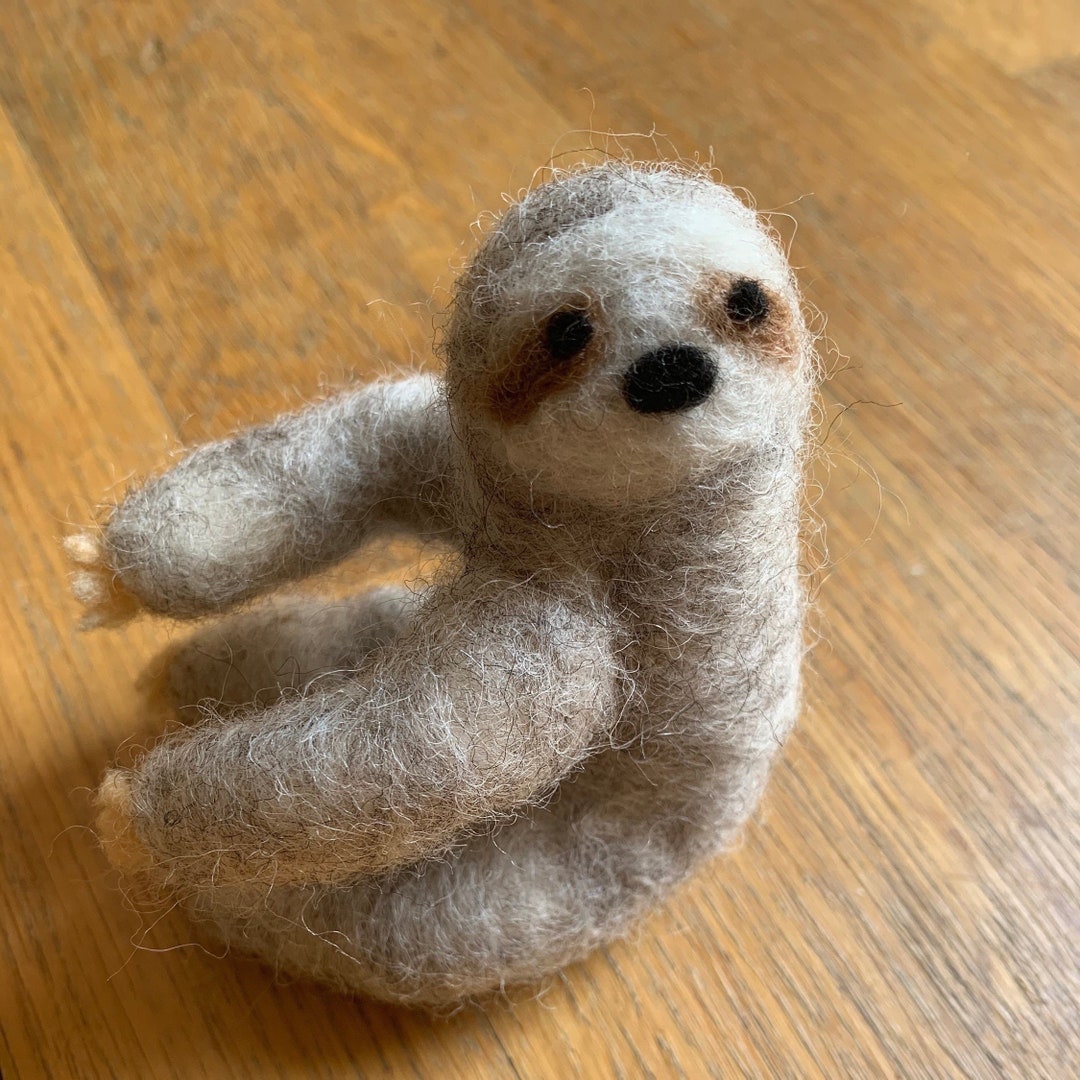 Needle Felted Sloth Figurine With Posable Arms Decor Ornament ...